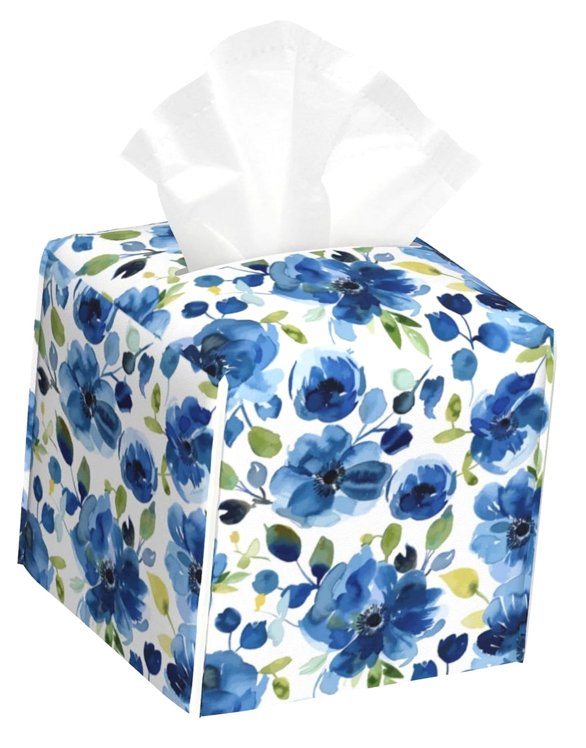 ANYWAY.GO Blue Blooming Floral and Tissue Box Cover Square Tissue ...
