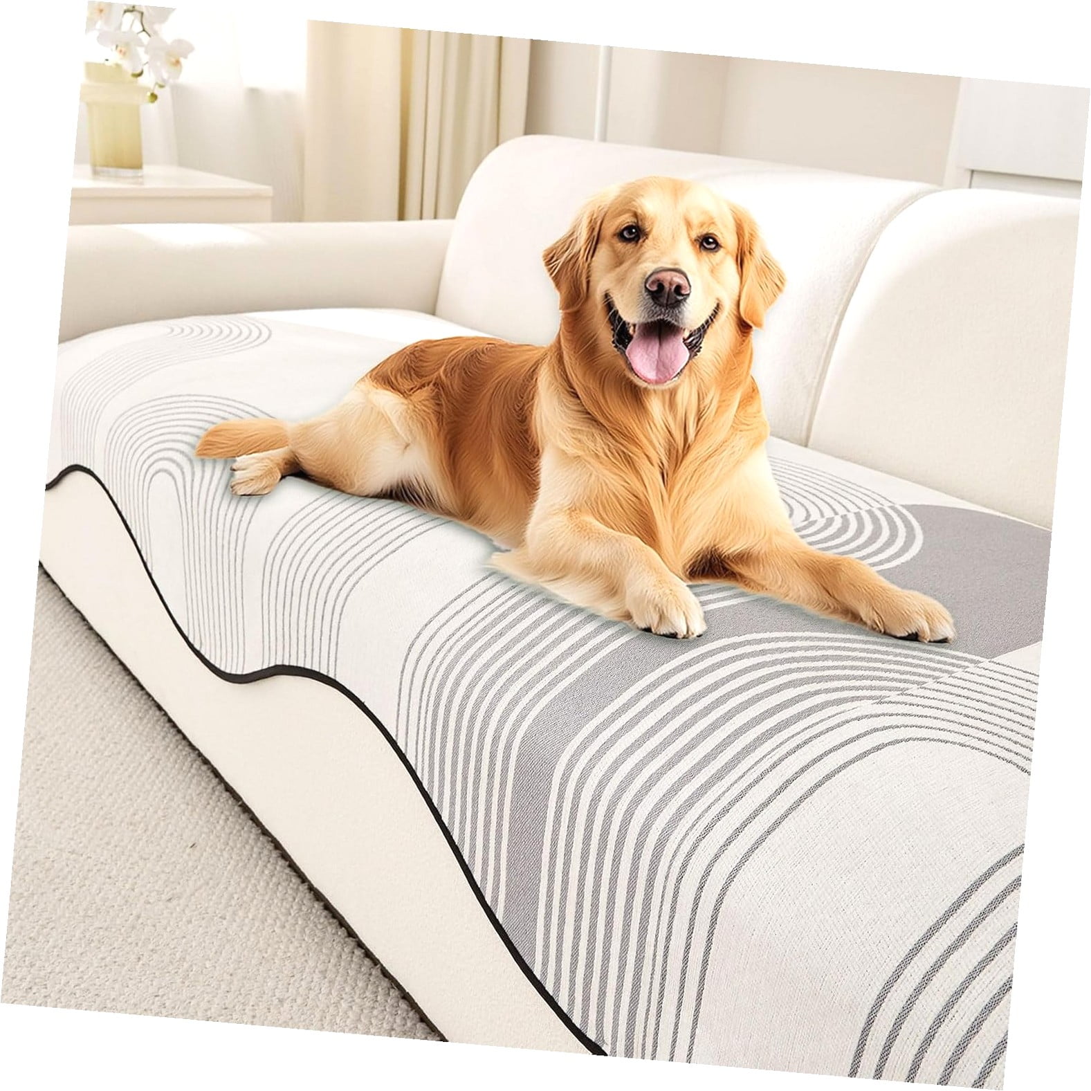 ANYWAY.GO Chenille Scratch-Resistant Couch Cover, Curved Couch ...