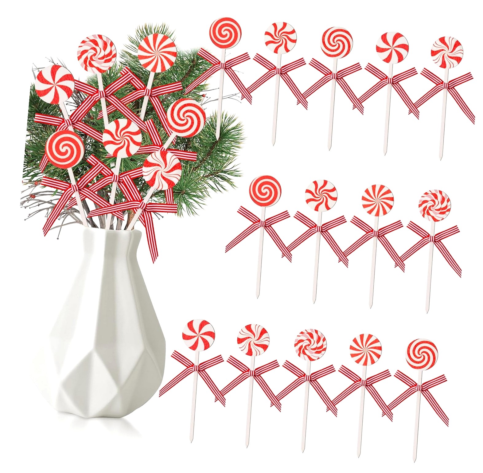 ANYWAY.GO Christmas Double-Sided Wooden Picks 14PCS Christmas Candy ...