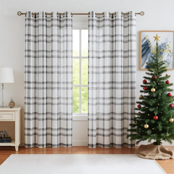 ANYWAY.GO Christmas Geometric Curtain Panels Pair Soft Touch Light ...