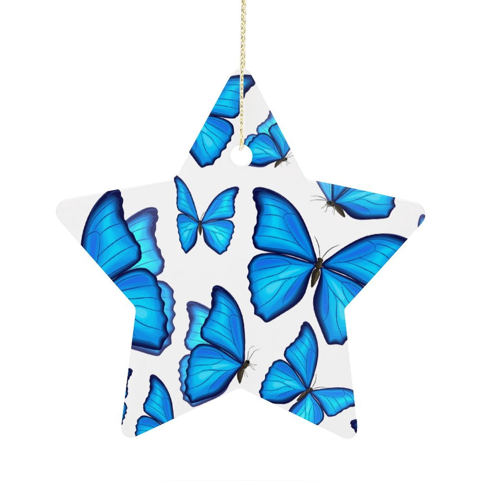 ANYWAY.GO Christmas Tree Decorations Ceramics-Star Blue Morpho ...