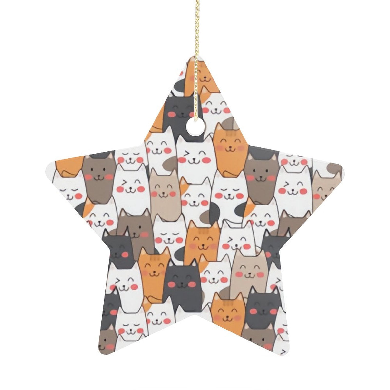 ANYWAY.GO Christmas Tree Decorations Ceramics-Star Cute Cats Pastel ...