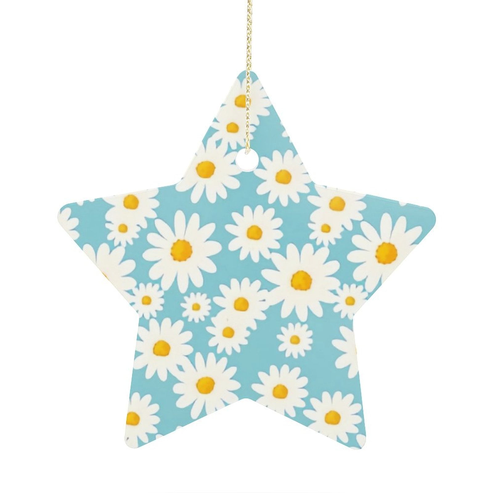 ANYWAY.GO Christmas Tree Decorations Ceramics-Star Daisy Flower Pattern ...