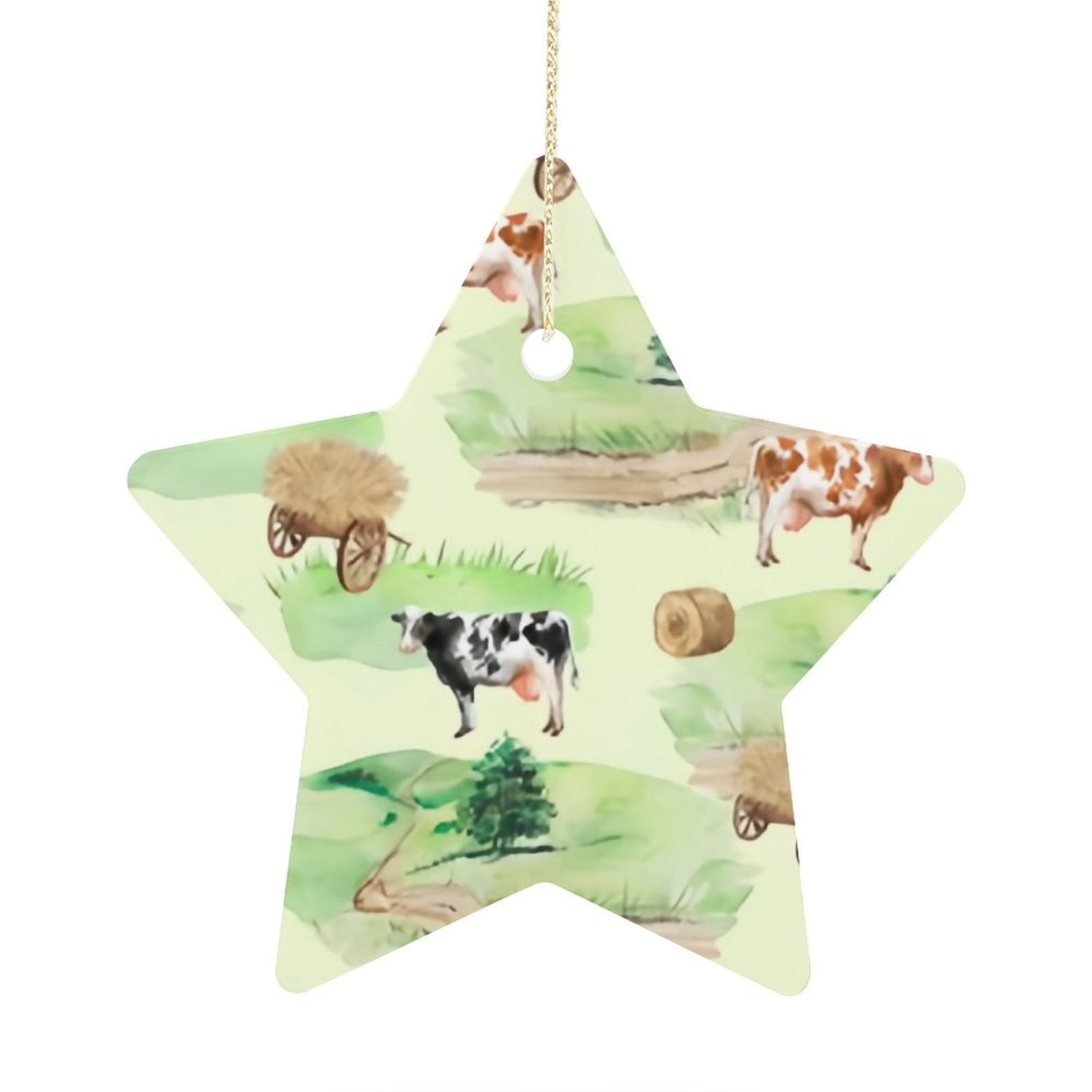 ANYWAY.GO Christmas Tree Decorations Ceramics-Star Landscape Watercolor ...