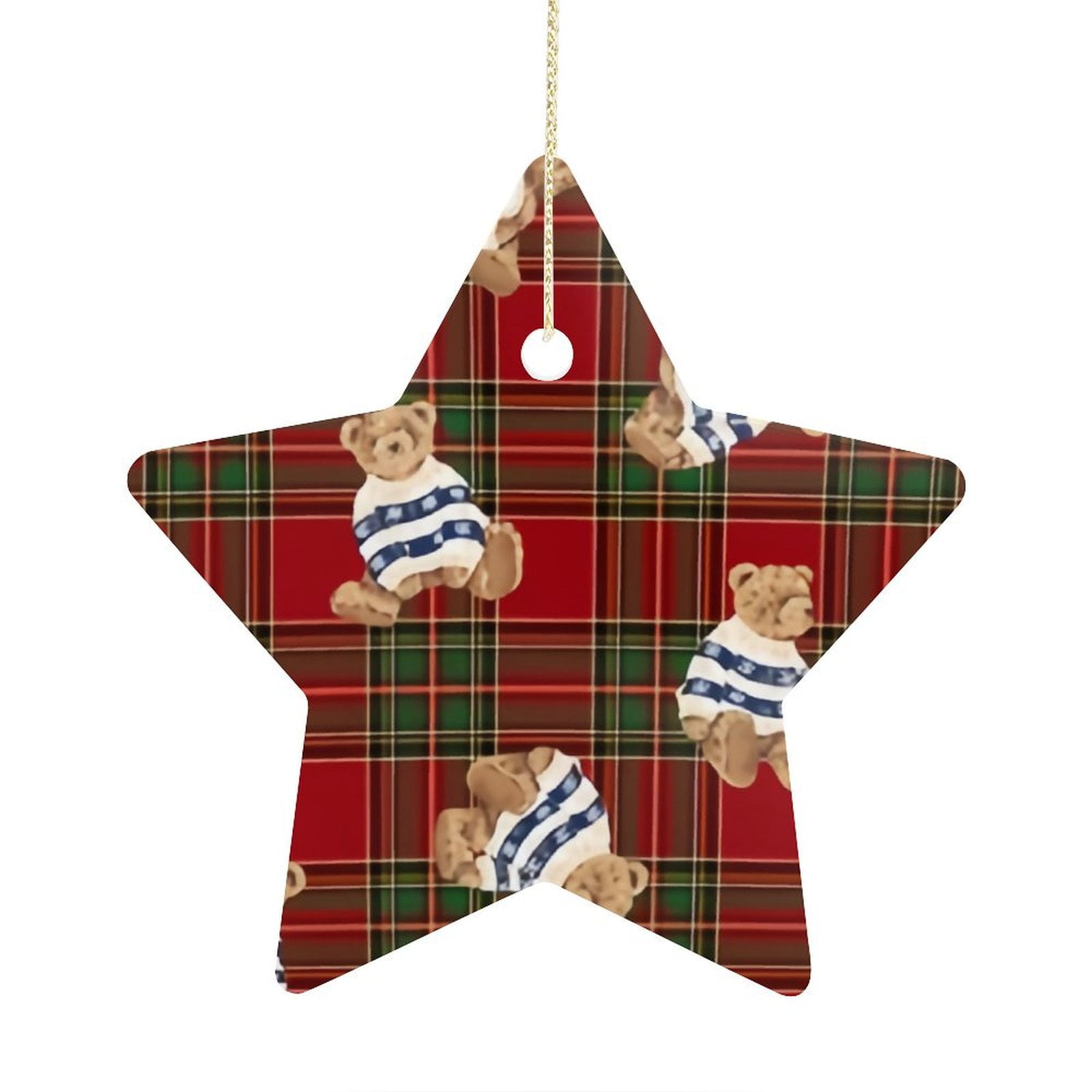 ANYWAY.GO Christmas Tree Decorations Ceramics-Star Pattern Bear ...