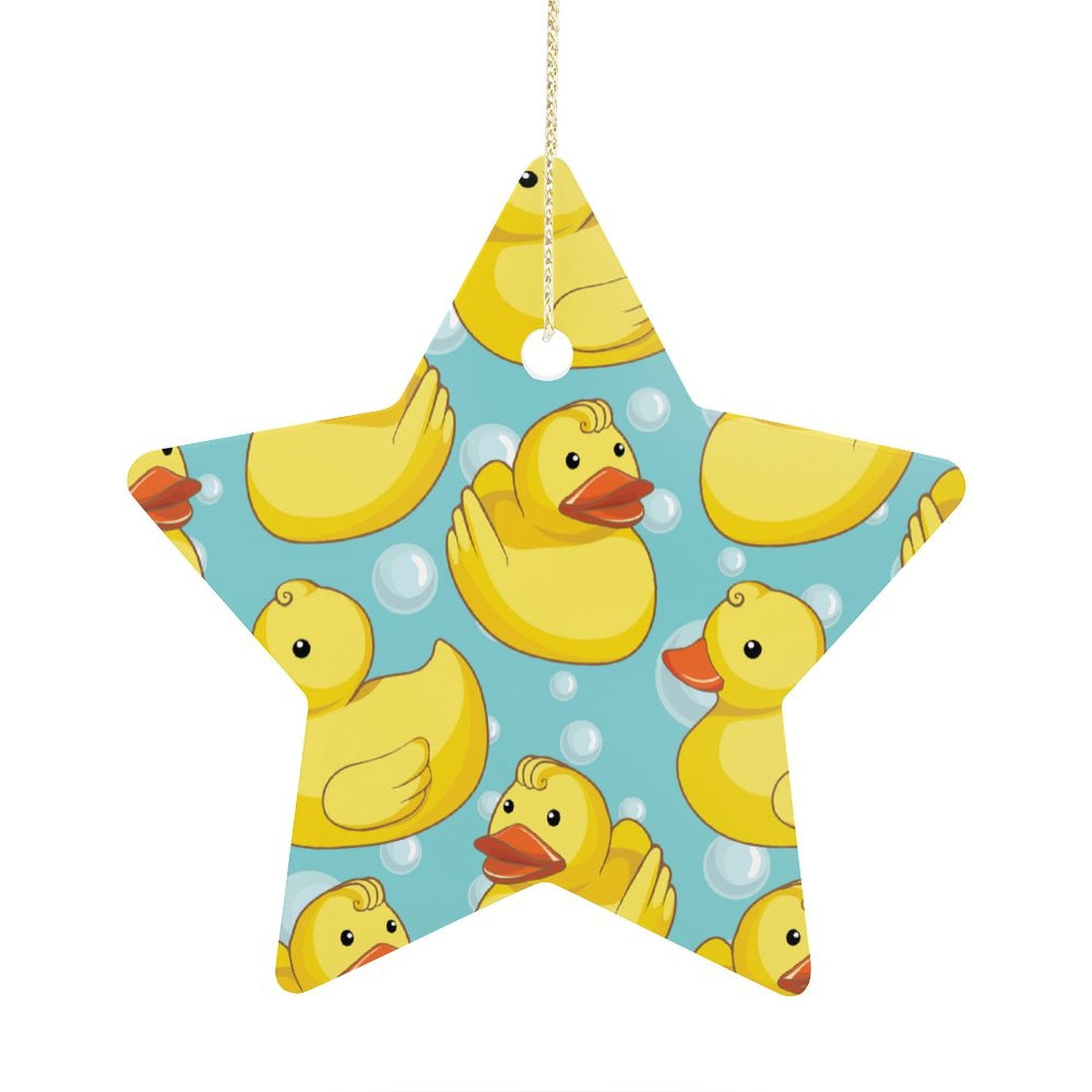 ANYWAY.GO Christmas Tree Decorations Ceramics-Star Pattern Yellow Ducks ...