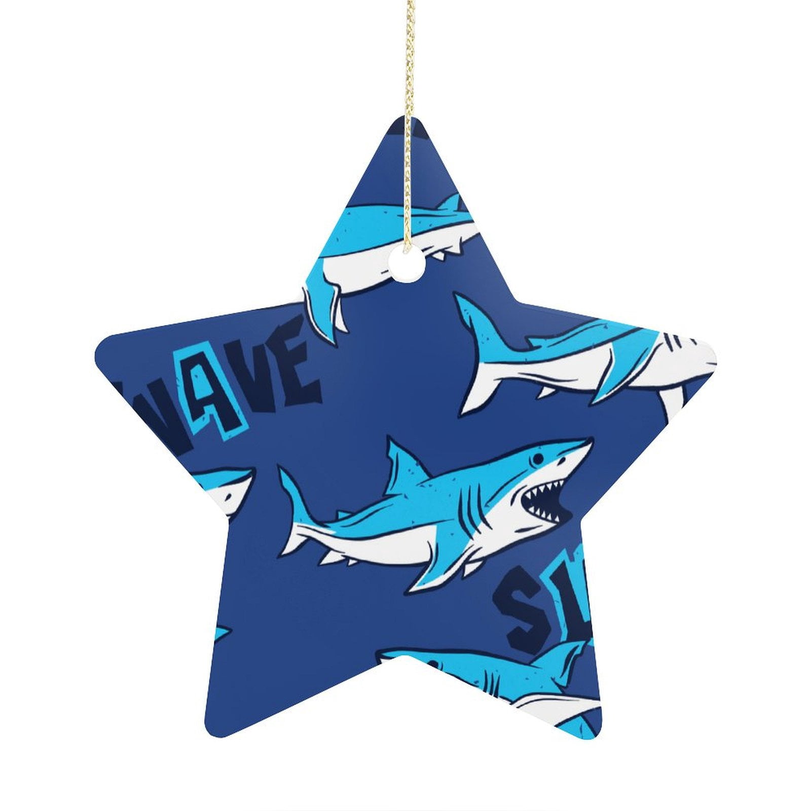 ANYWAY.GO Christmas Tree Decorations Ceramics-Star Print Design Shark ...