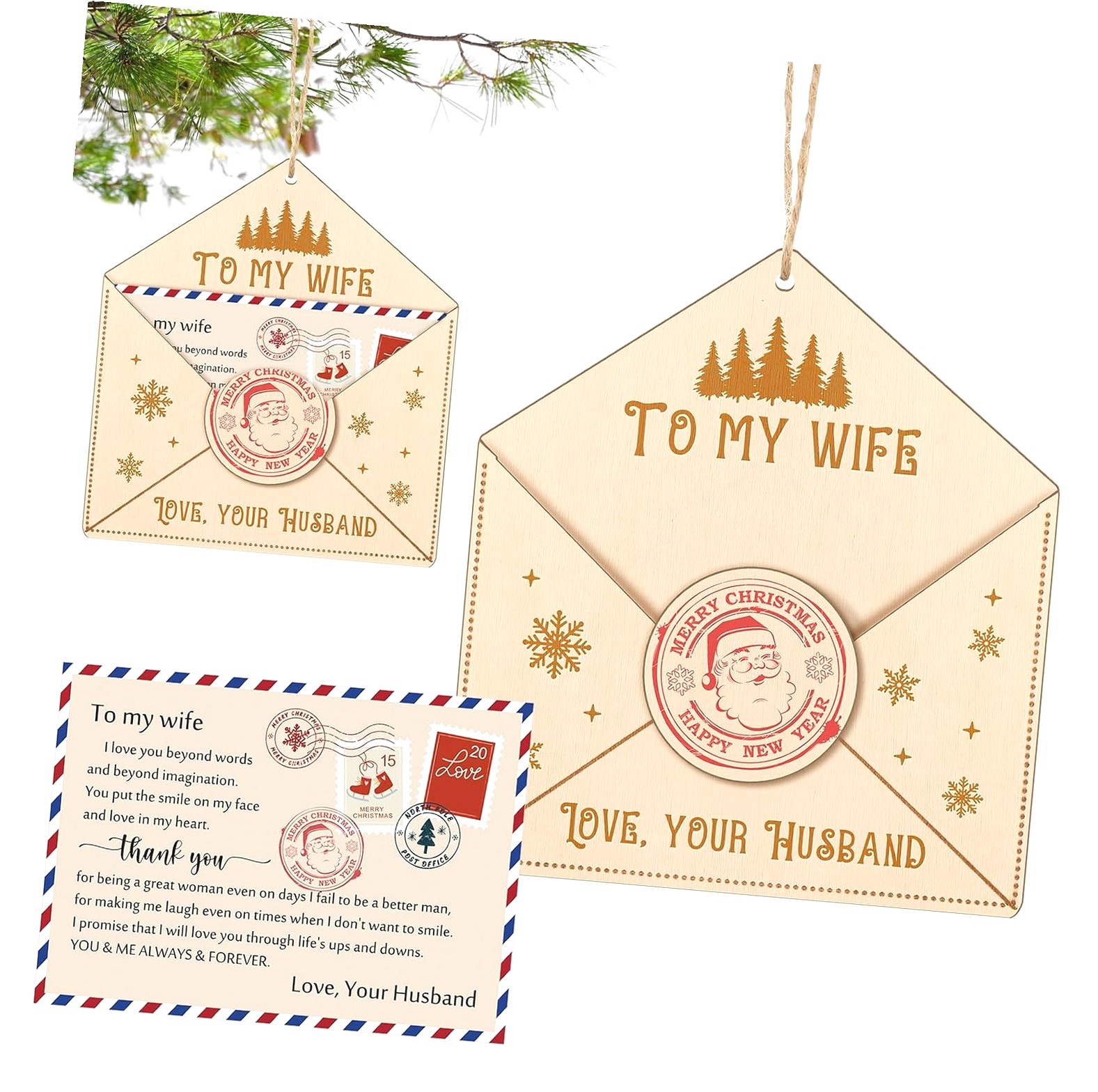 ANYWAY.GO Christmas Tree Ornaments for Wooden Letter to My Love with ...