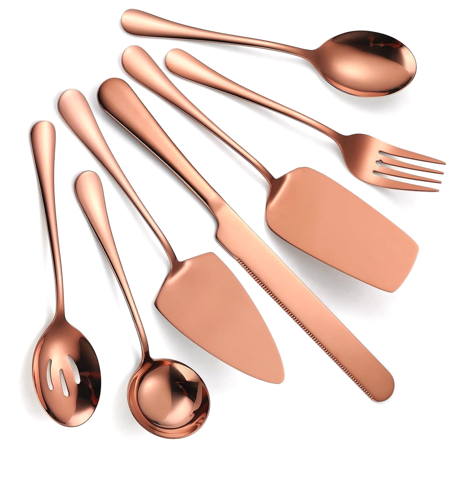 ANYWAY.GO Copper Utensils Serving Set Rose Steel Flatware Cake Sever ...