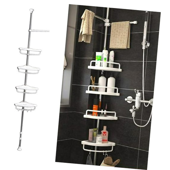 ANYWAY.GO Corner Shower Caddy Tension Pole, 4-Tier Storage Organizer ...
