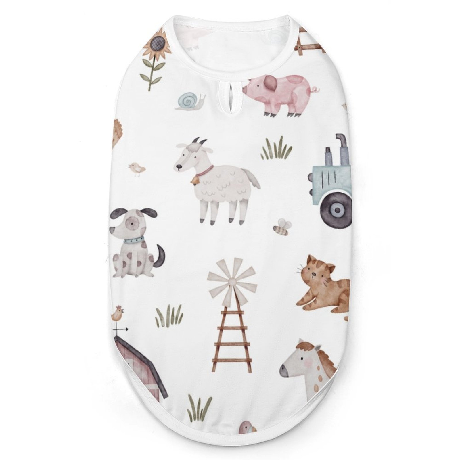 ANYWAY.GO Cute Pet Vest Breathable T-Shirt Watercolor Pattern Farm ...