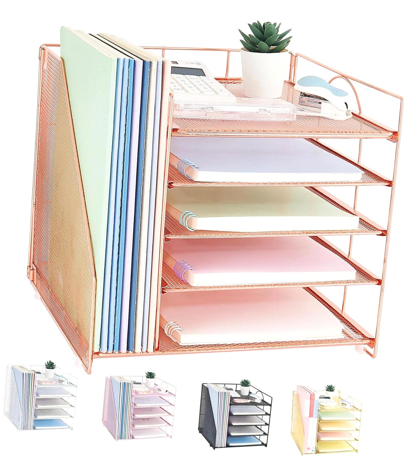 ANYWAY.GO Desk Organizers, 5-Tier Paper Letter Tray with File Holder ...