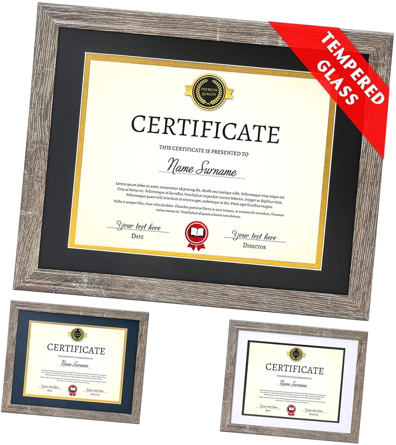 ANYWAY.GO Diploma Frame Tempered Glass - 8.5x11 Document Frame with ...