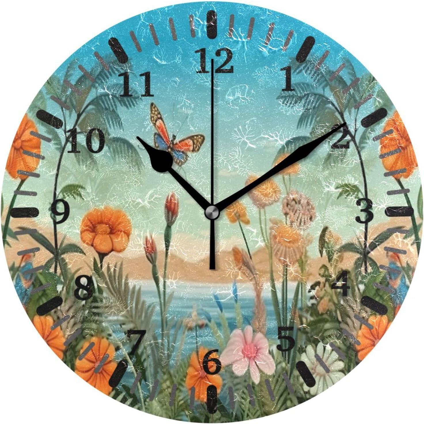 ANYWAY.GO Dragonfly Flower Silent Non-Ticking Wall Clock,10 Inch ...