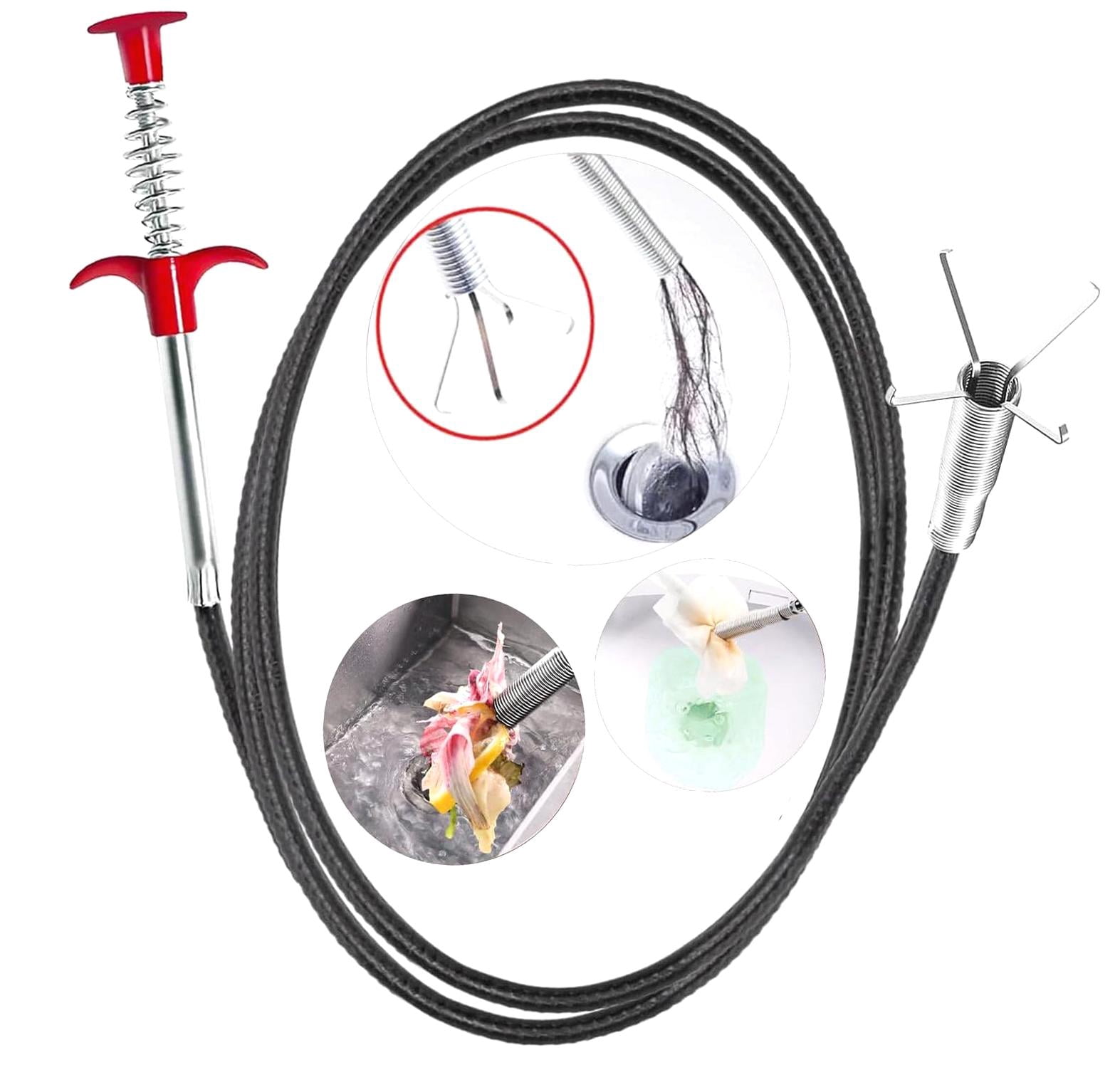 ANYWAY.GO Drain Snake,33 inch Flexible Grabber Claw Pick Reacher ,Drain ...