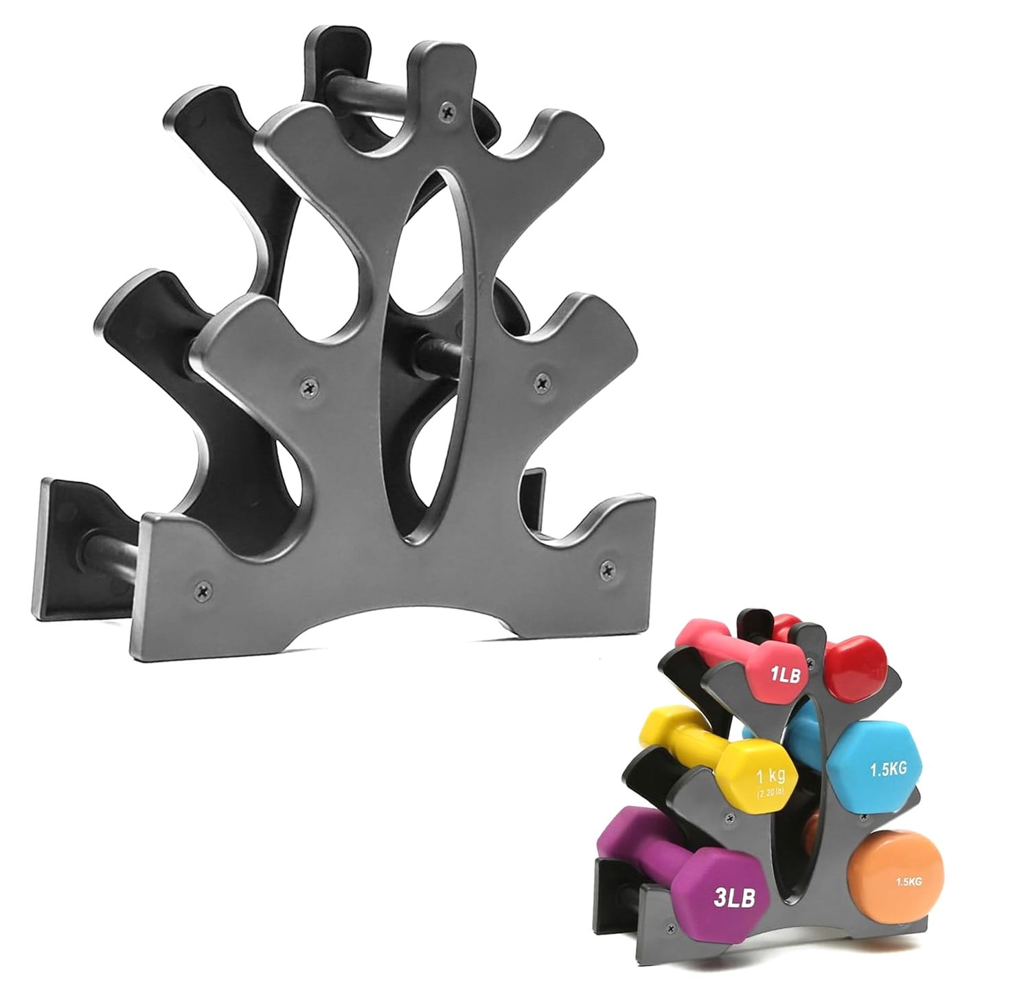 ANYWAY.GO Dumbbell Rack, 3 Vertical Dumbbell Weights Rack Set 6 Hand ...