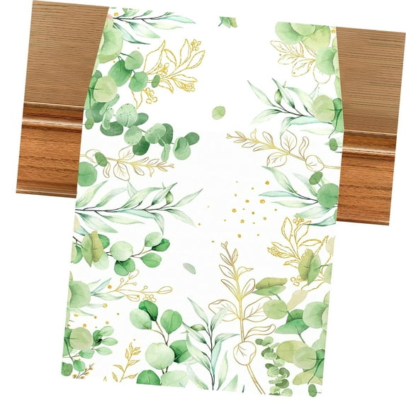ANYWAY.GO Eucalyptus Leaves Table Runner, Seasonal Linen Table Decor ...