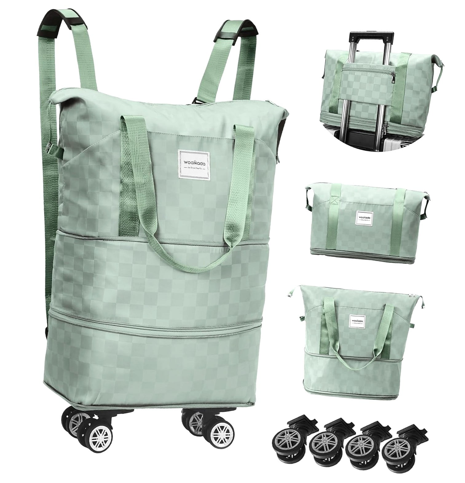 ANYWAY.GO Expandable Collapsible Rolling Duffel Bag with Wheels ...