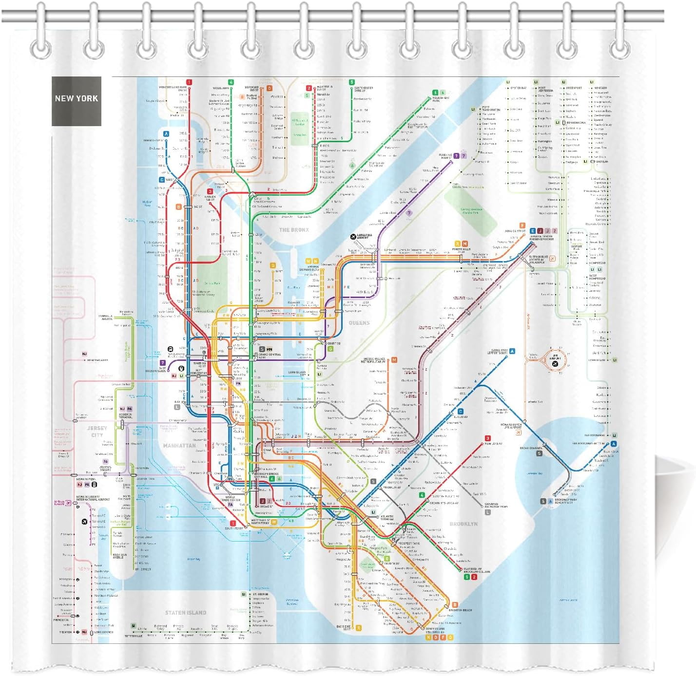 ANYWAY.GO FUNNY 'Subway Map' Shower Curtain Map of Polyester 72 Inches ...