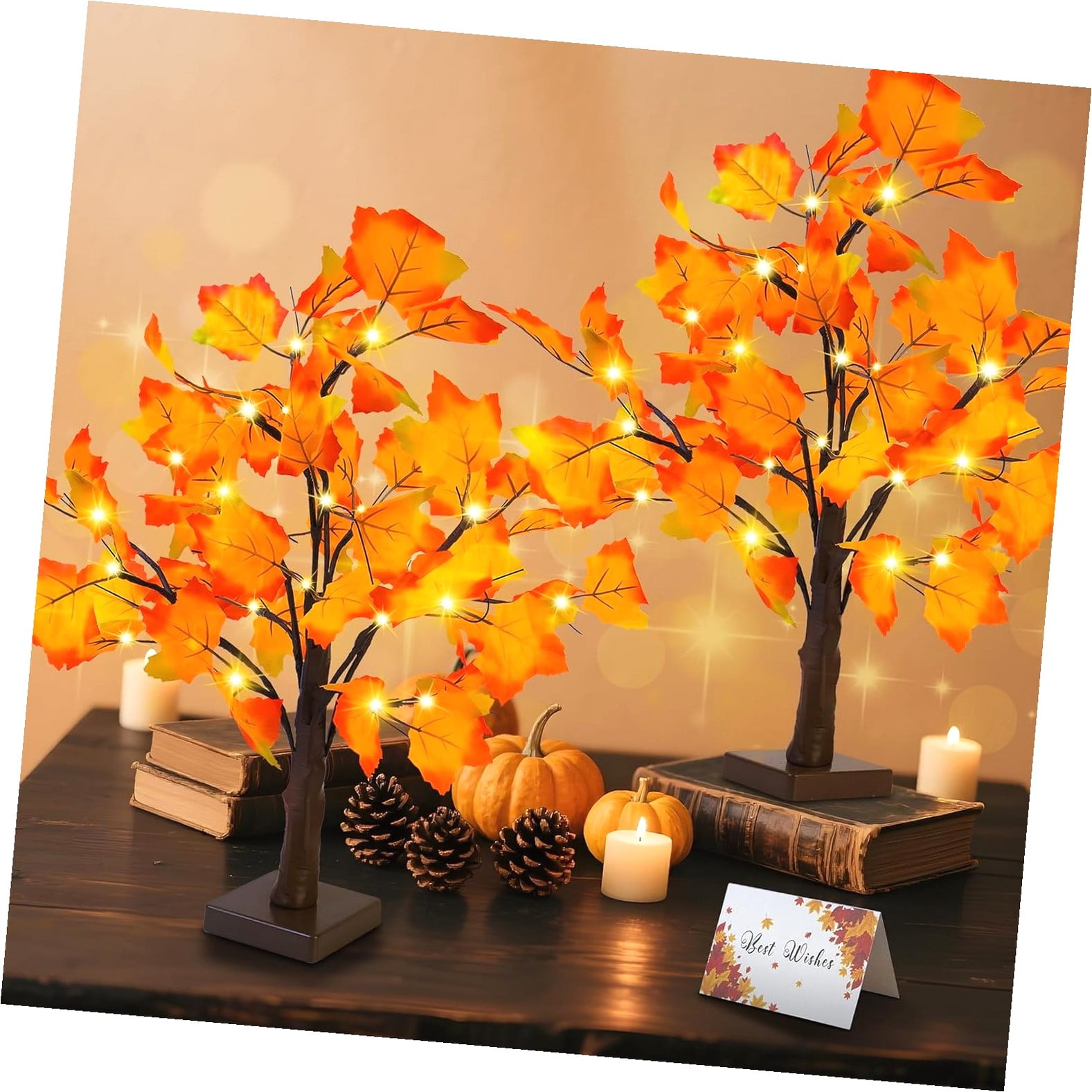 ANYWAY.GO Fall Decor 2 Pack Fall Trees Artificial Lighted Maple Tree ...
