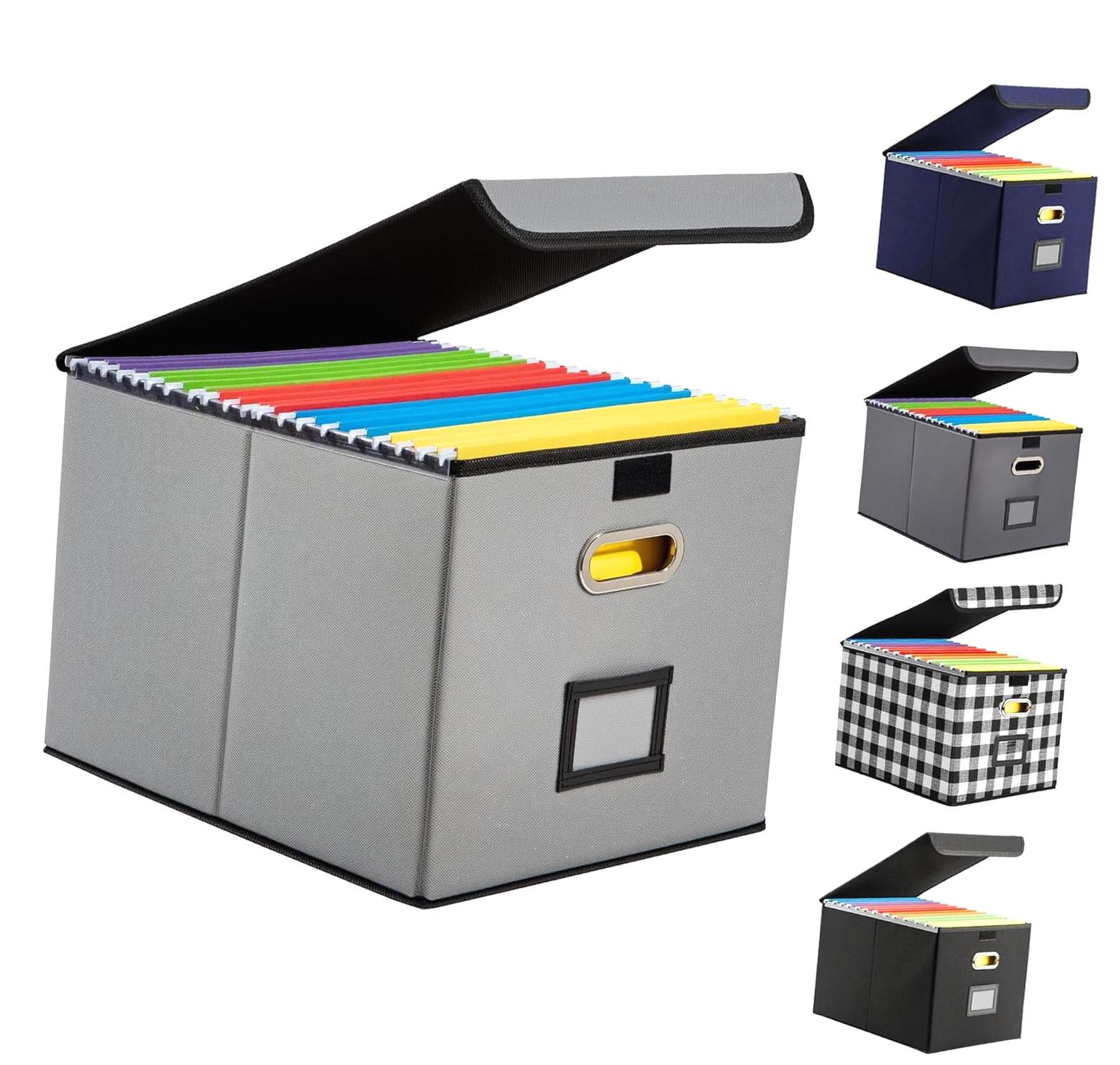 ANYWAY.GO File Organizer Box, Linen Filing Organizer with Lid, Large ...