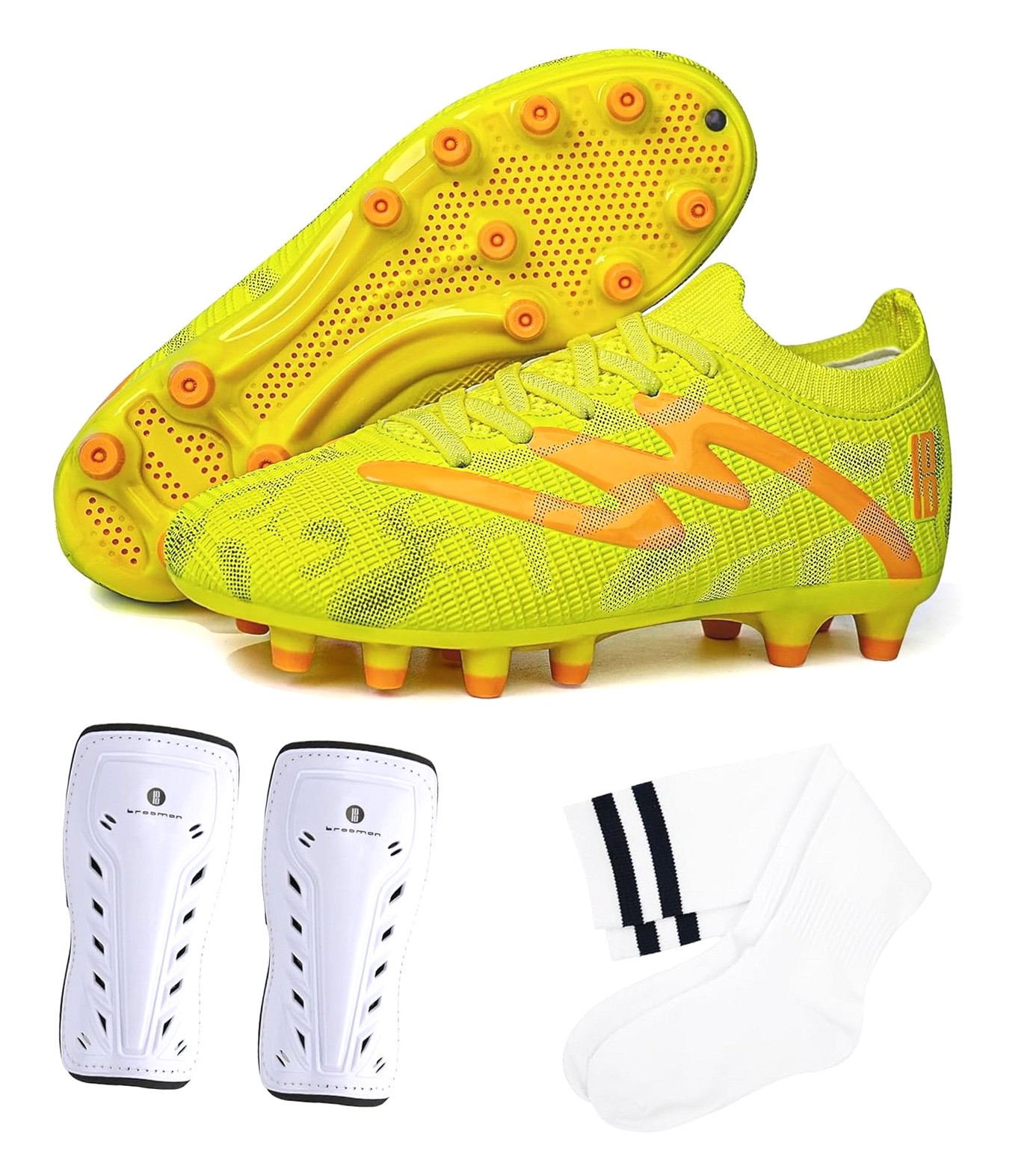 ANYWAY.GO Firm Ground Cleats Boys Girls Shoes with Guards and Socks ...