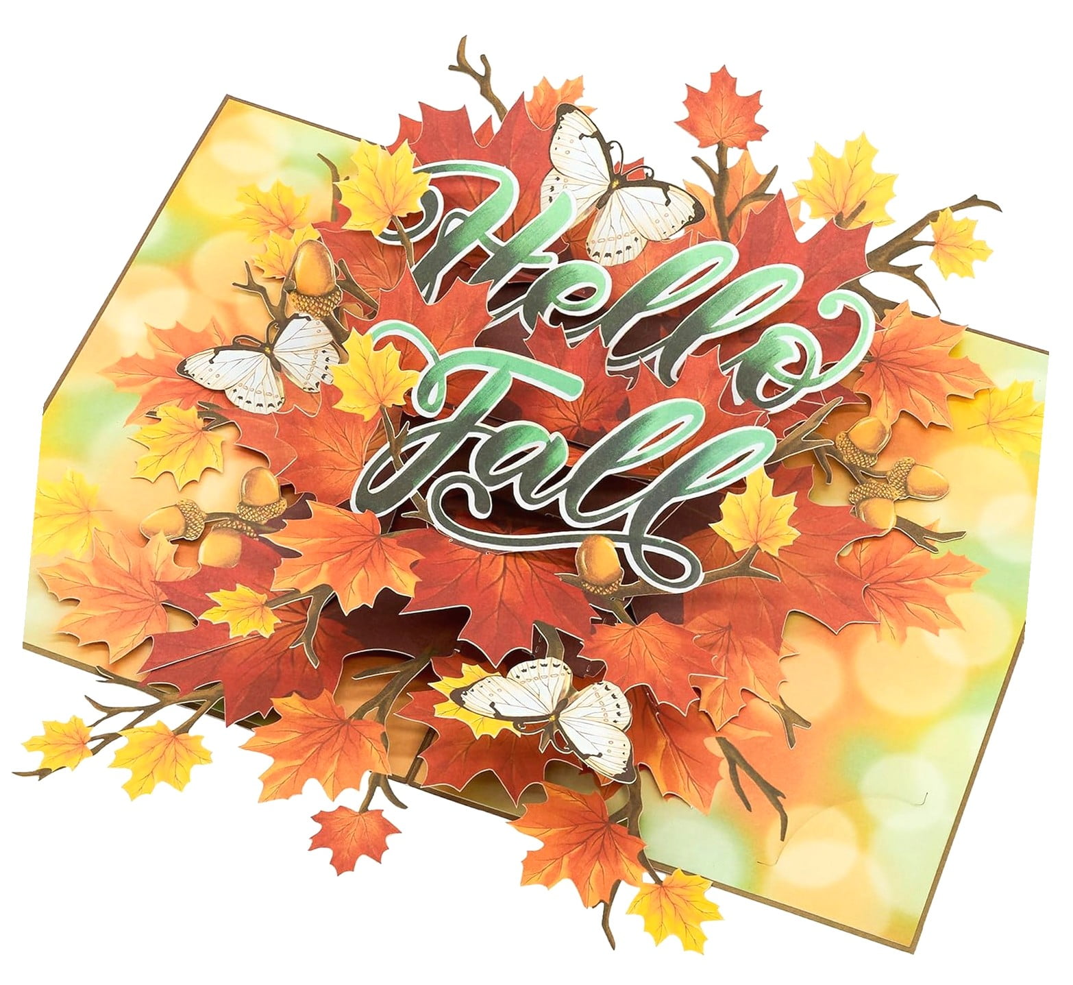 ANYWAY.GO Floral Hello Fall Card, Maple , Floral Leaves, Butterflies ...