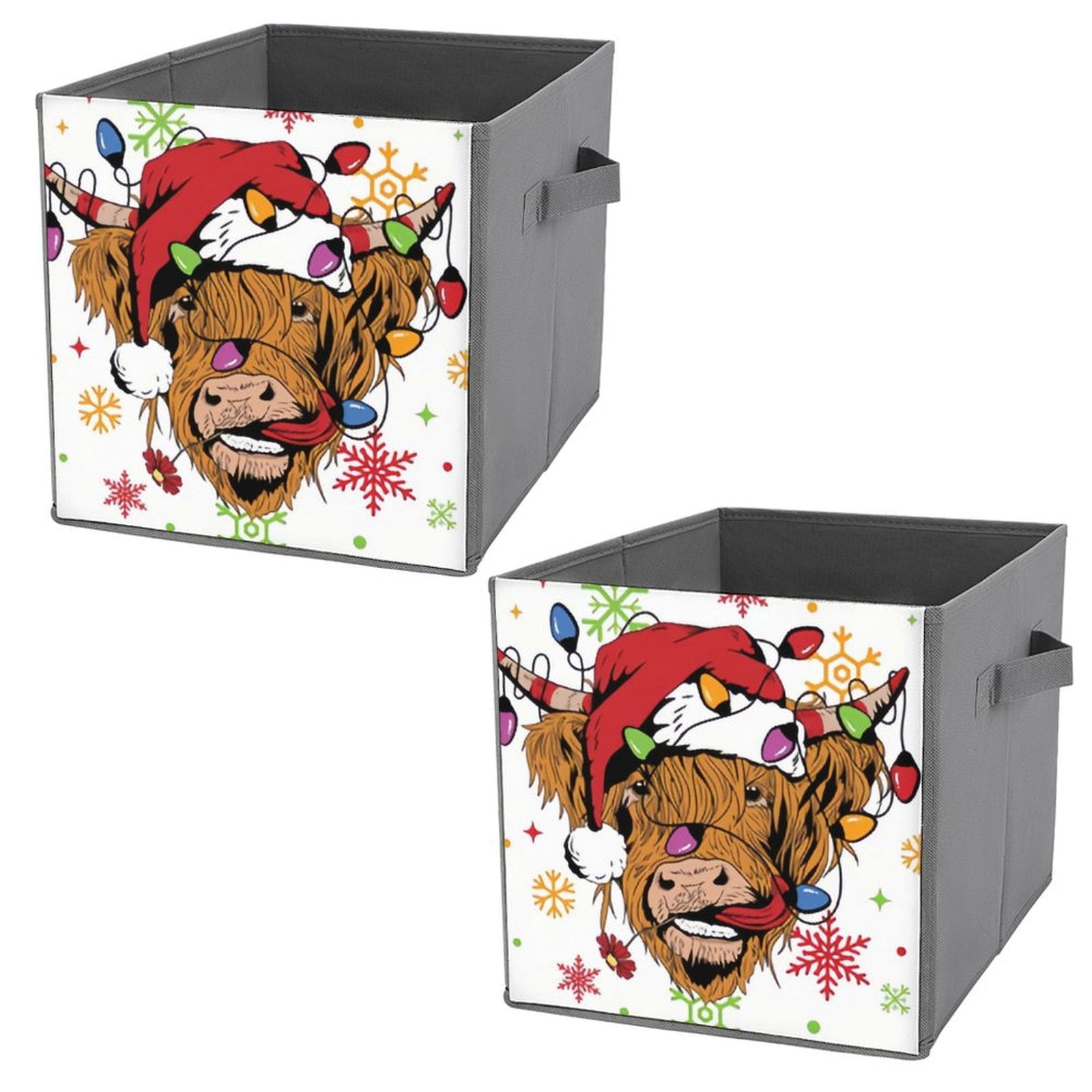 ANYWAY.GO Foldable Large Storage Box with Rope HandlesChristmas Cow ...