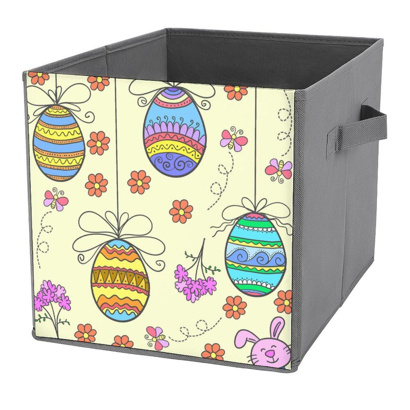 ANYWAY.GO Foldable Large Storage Box with Rope HandlesDoodle Easter Egg ...