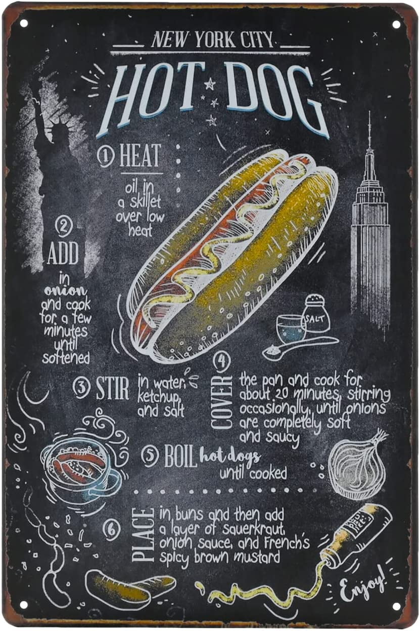 ANYWAY.GO Food Sign Hot Retro Metal Sign Wall Decor wall sign for ...