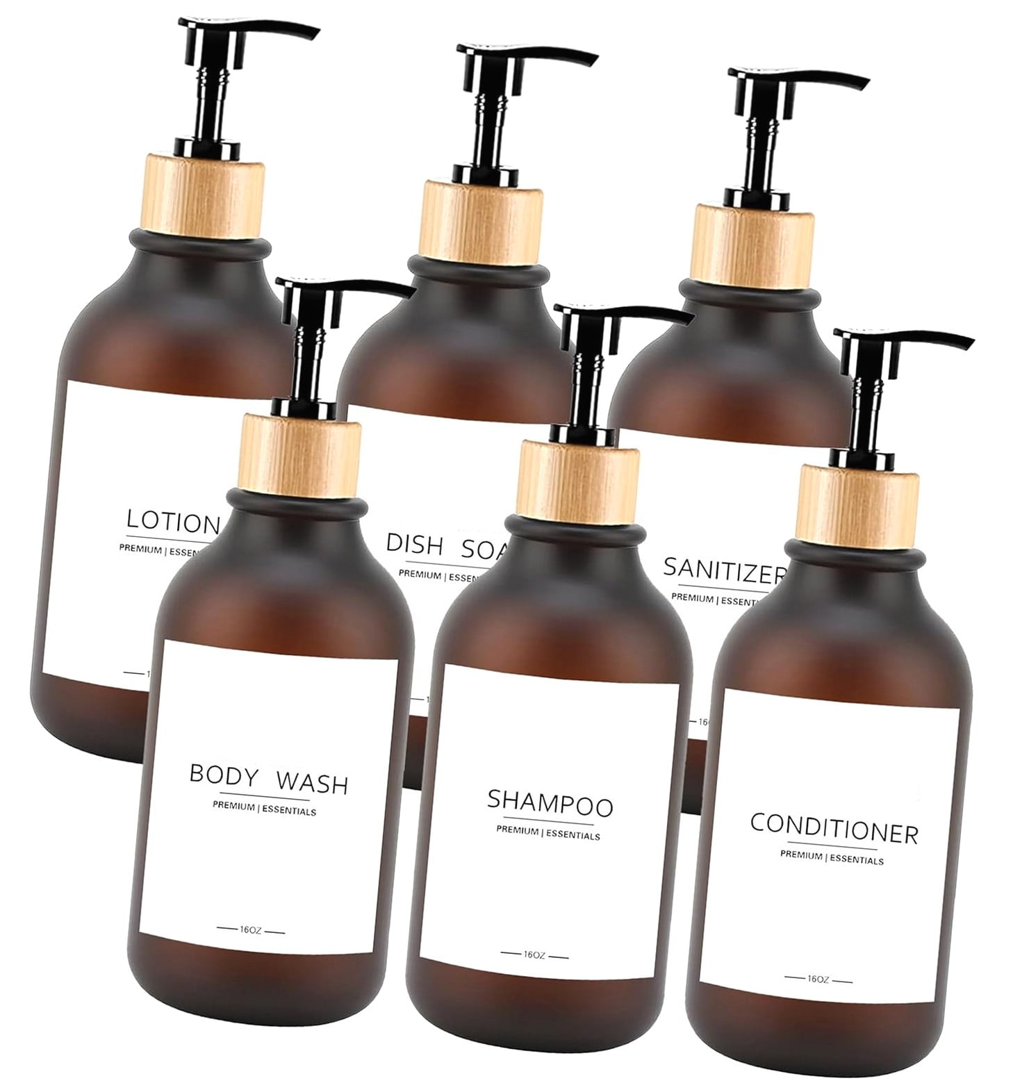 ANYWAY.GO Frosted Plastic Shampoo and Conditioner Bottles, Apothecary ...