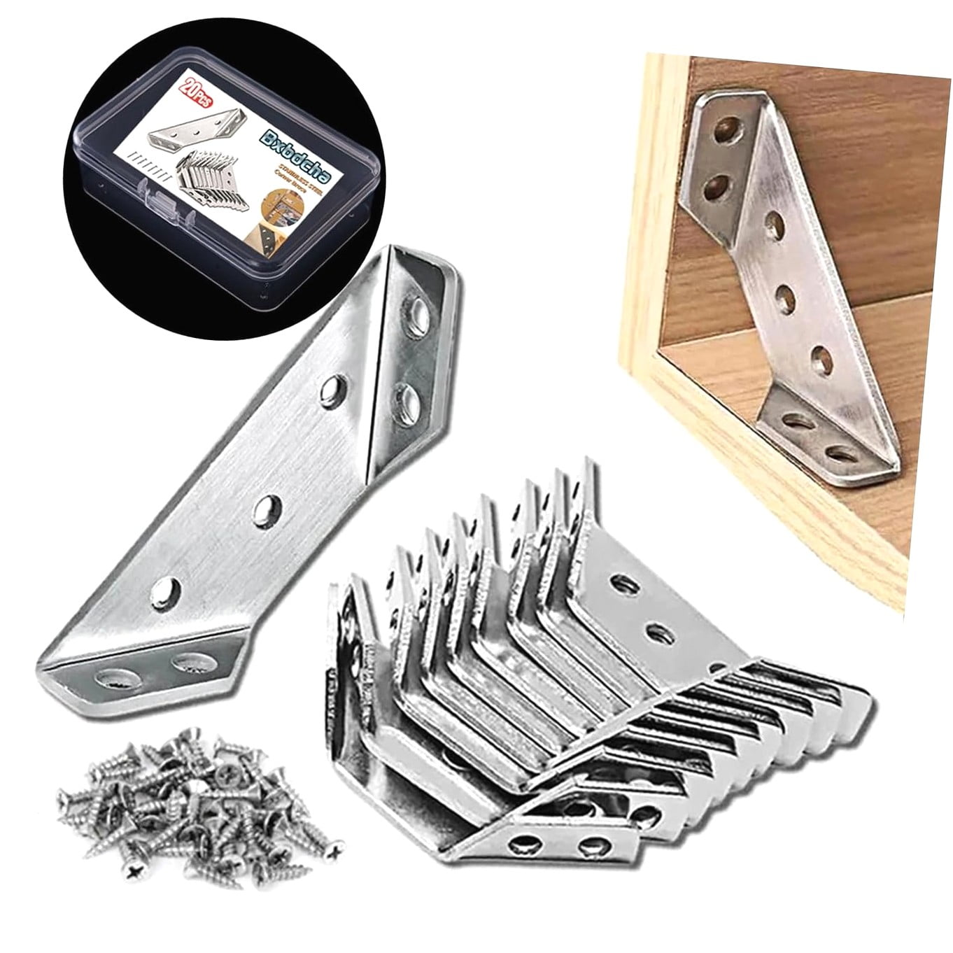 ANYWAY.GO Furniture Corner Connector 20PCS Steel Brackets for Wood ...