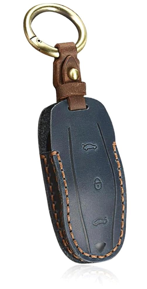 ANYWAY.GO Genuine Leather Car Key Fob Case Cover for Model X Model S ...