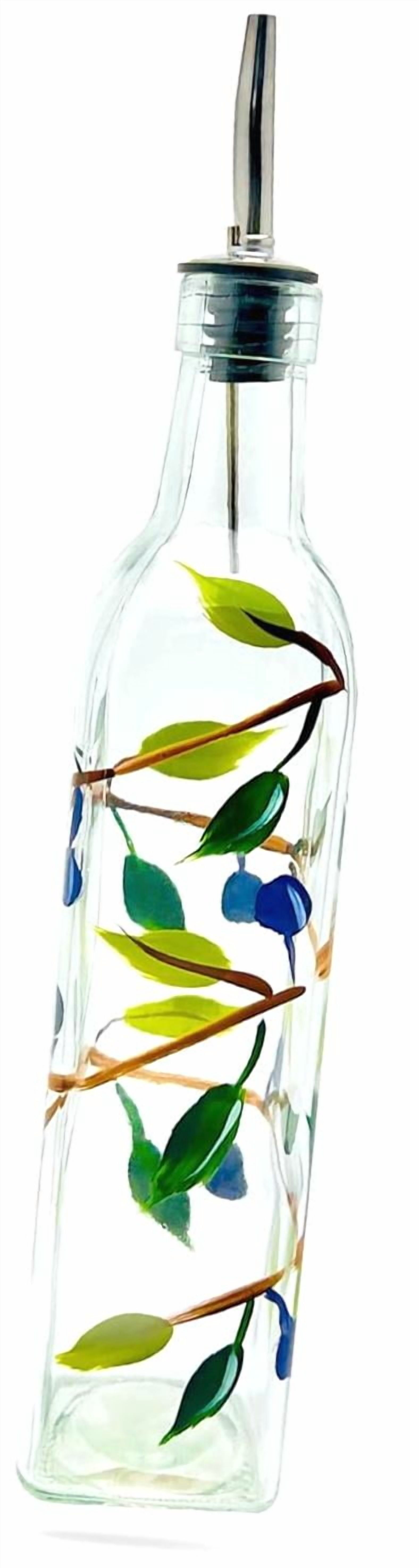 ANYWAY.GO Glass Olive Branch Oil/Vinegar Glass Cruet for Kitchen, 16 oz ...