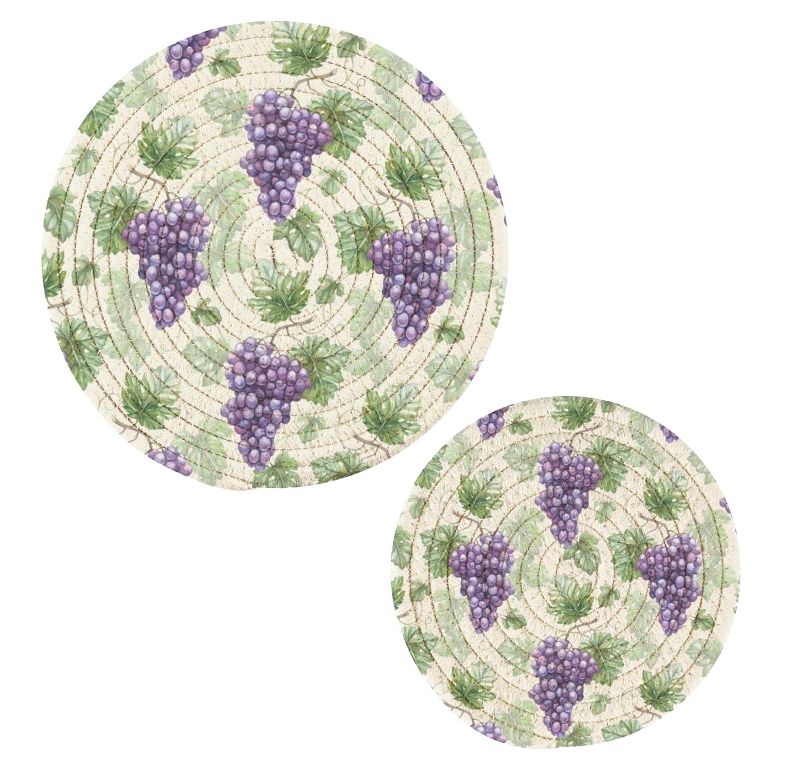 ANYWAY.GO Grape and Leaves Pot Holders, Set of 2, Spring and Summer ...