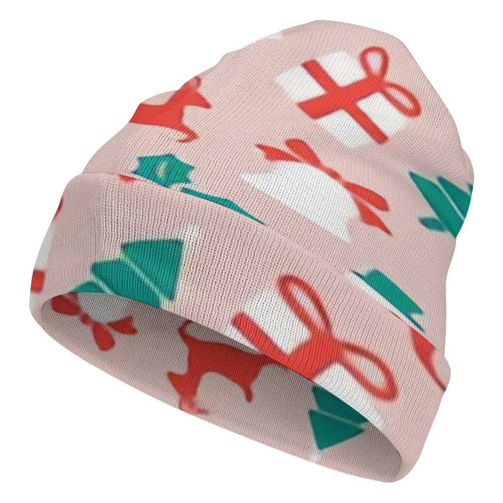 ANYWAY.GO Hat for Men Women Multicolor Chrismas Elements Pattern Cuffed ...