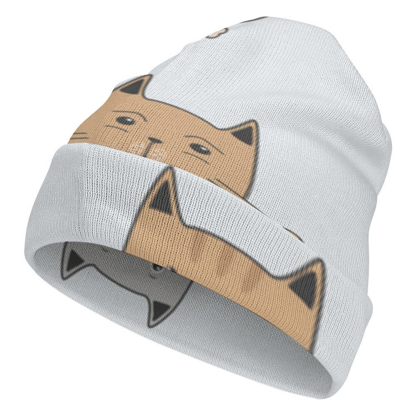 ANYWAY.GO Hat for Men Women Multicolor Cute Cats Pattern Cuffed Cap ...