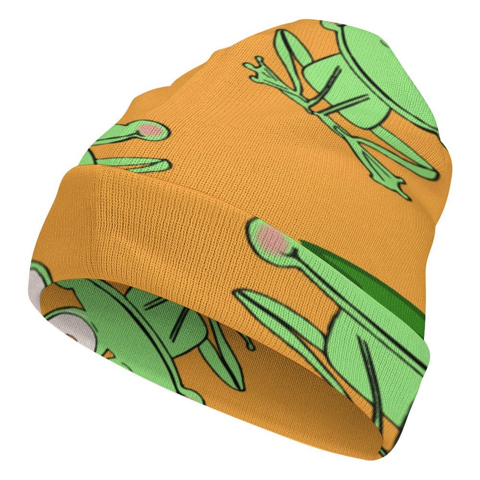 ANYWAY.GO Hat for Men Women Multicolor Frog Yellow Cuffed Cap Head Wrap ...