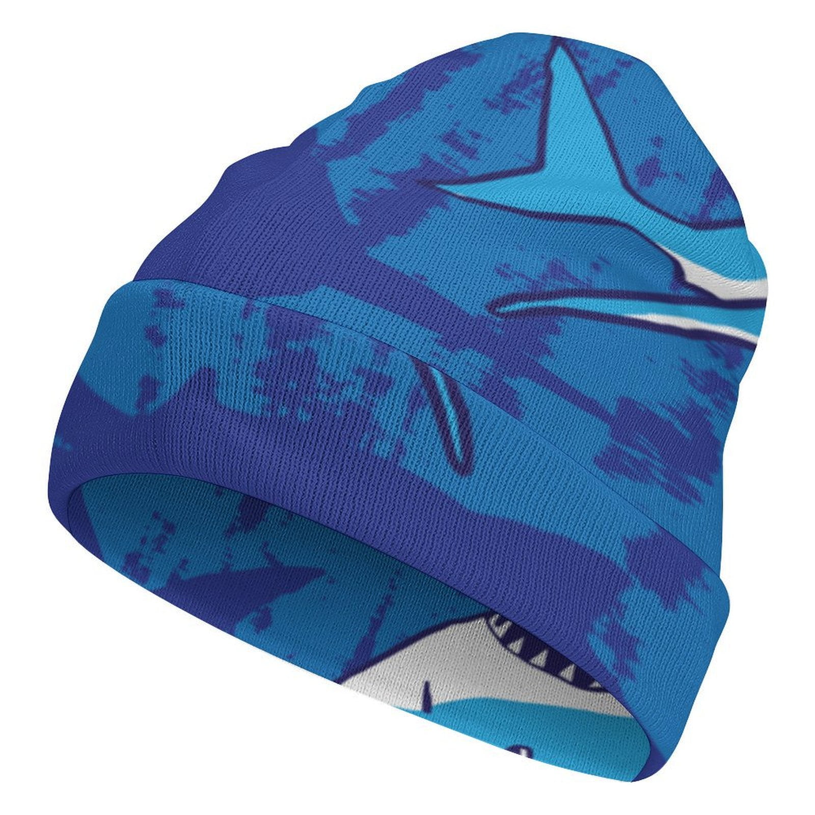 ANYWAY.GO Hat for Men Women Multicolor Shark Print Cuffed Cap Head Wrap ...