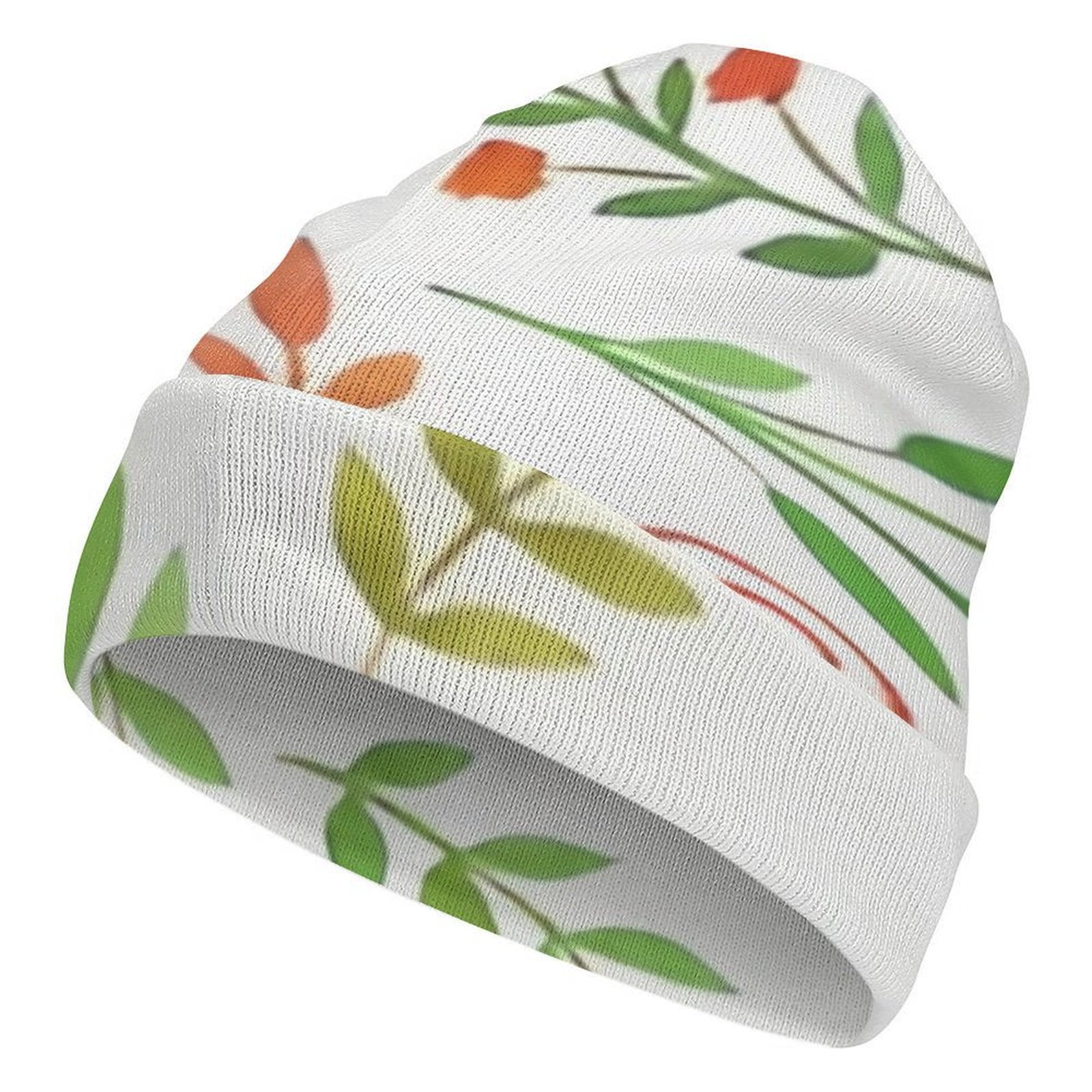 ANYWAY.GO Hat for Men Women Multicolor Watercolor Floral Pattern Cuffed ...