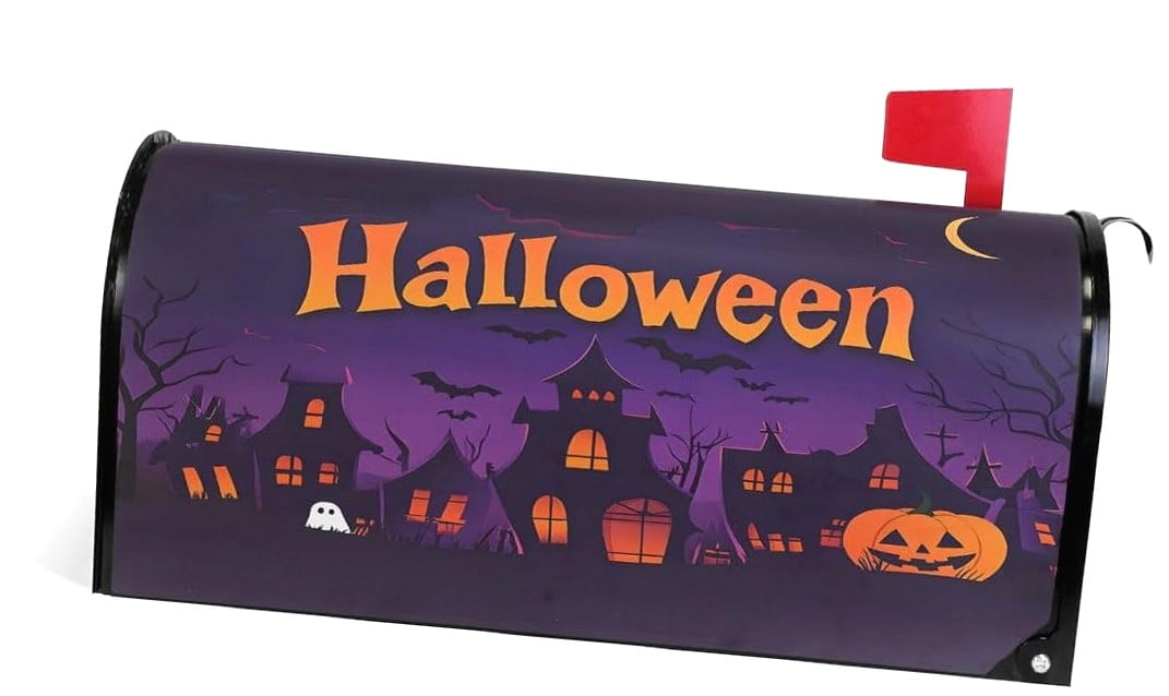 ANYWAY.GO Helloween Pumpkin House Mailbox Cover Mailbox Wrap Post ...