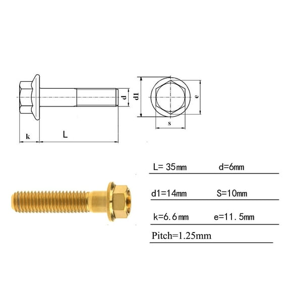 ANYWAY.GO Hex Small Flange Bolt M8 15 20 25 30 35 40 45 50 55 60 65mm x1.25mm Set of 4 (M8x25mm ...