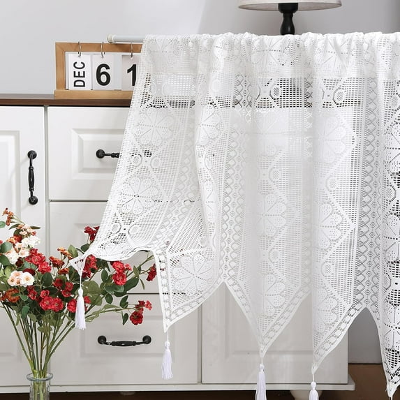 ANYWAY.GO Homey Sheer Embroidered Leaves Vine Window Valance Great for ...