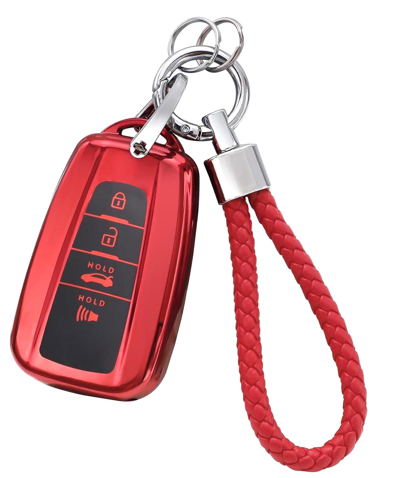 ANYWAY.GO Key Fob Cover for with Keychain, Red Car Keys Case Shell ...