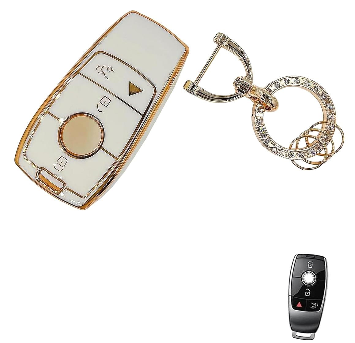 ANYWAY.GO Key Fob Cover with Keychain, White Soft TPU Protective Case ...