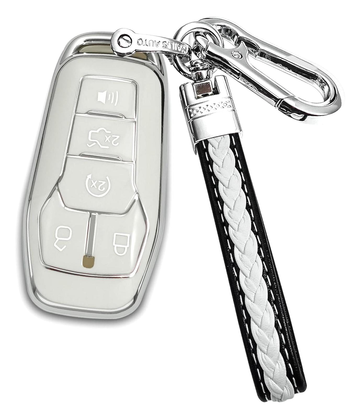 ANYWAY.GO Key Fob Cover with Metal/Leather Keychain, TPU 5 Button Key ...