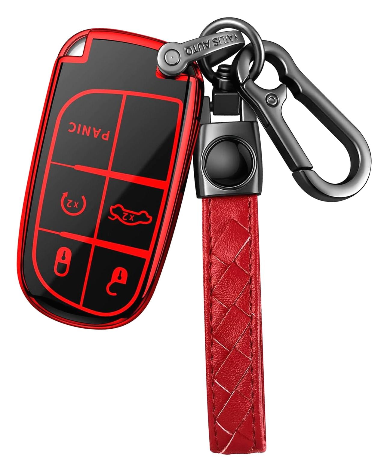 ANYWAY.GO Key Fob Cover with Leather Keychain Soft TPU Full Protection ...