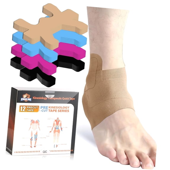 ANYWAY.GO Kinesiology Tape for Ankle, 12 Count Ankle Tape Precut ...