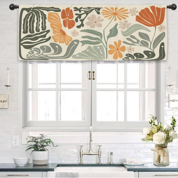 ANYWAY.GO Kitchen Curtain Valance 54W 18L Inch Minimalist Matisse Funky ...