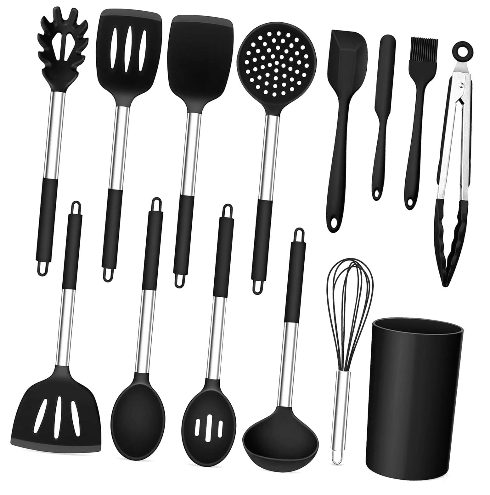 ANYWAY.GO Kitchen Utensil Set of 14, Cooking Utensil Set with Steel ...